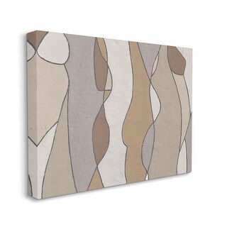 Stupell Curved Shape Figures Abstraction Brown Beige Neutral Canvas ...