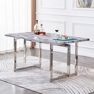 Rural rectangular wood tabletop and electroplated metal leg dining table - Bed Bath & Beyond ...
