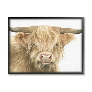 Stupell Longhorn Cattle Painting Framed Giclee Art Design by Leslie ...