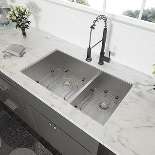 Divide Double Bowl 60/40 16 Gauge Stainless Steel Farm Kitchen Sink ...