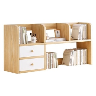 Countertop Hutch Bookshelf,Wood Small Bookcase with Drawers,Desktop ...