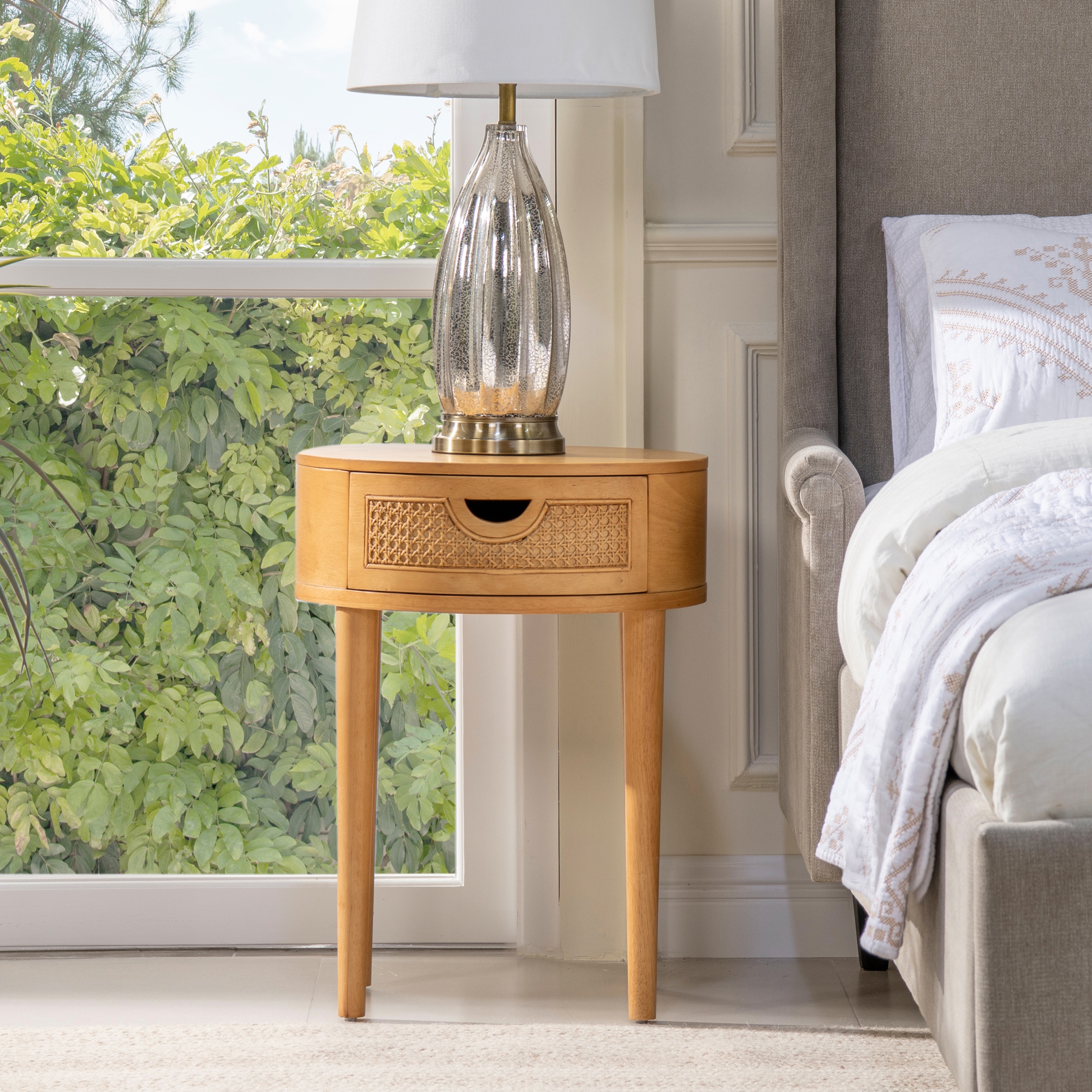 Round rattan nightstand store