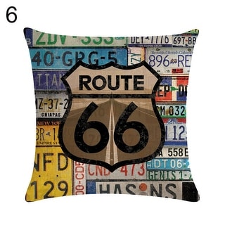 Vintage Route 66 Linen Pillow Case Soft Cushion Cover Sofa Home Office ...