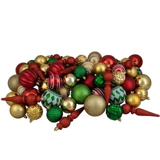 75Ct Red, Green Gold Shatterproof 3-Finish Christmas Ball Ornaments ...