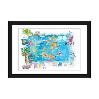 iCanvas "Bimini Bahamas Illustrated Map With Island Tourist Highlights ...