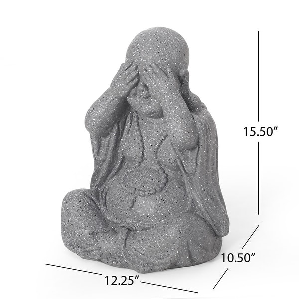 Outdoor Cast Stone Monk Garden Statue with Grey Stone Finish - Bed Bath ...