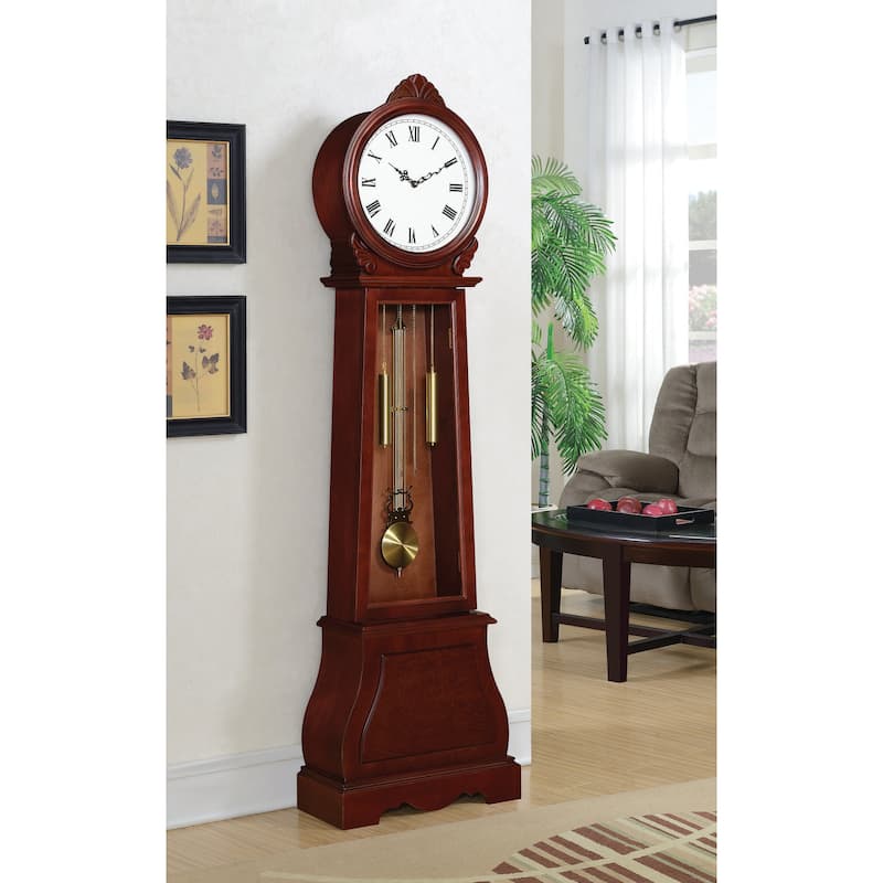 Wilford Brown Red Grandfather Clock with Chime - Overstock - 33988407