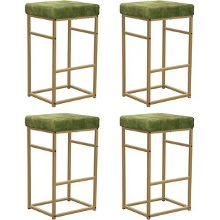 Bar Height Square Backless Metal Stool with Velvet Cushion - Bed Bath ...