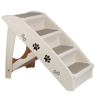 4 Non Slip Steps Foldable Pet Stairs Dog Ladder With Support Frame ...