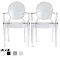 Set of 2 Modern Plastic Designer Chairs Polycarbonate Dining Clear ...