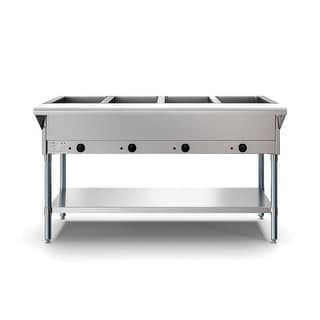 4-Pan Open Well Commercial Electric Stainless Steel Steam Table with ...