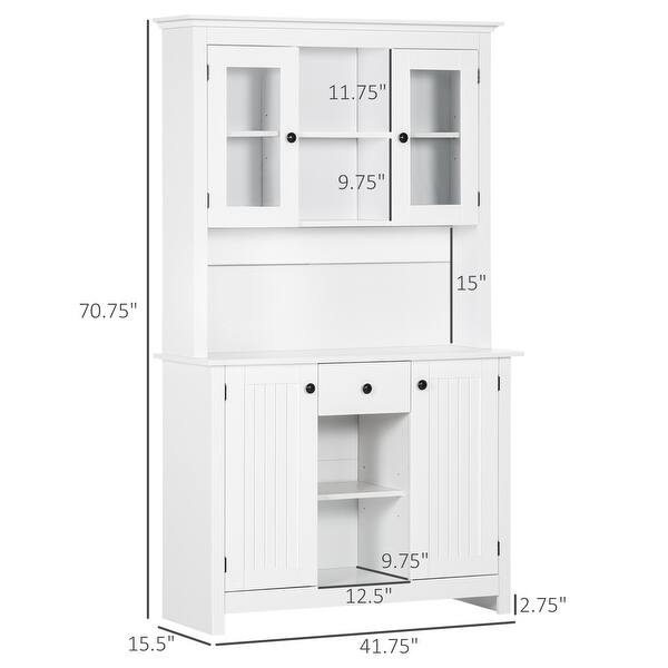 HOMCOM Freestanding Rustic Buffet with Hutch, Farmhouse Kitchen Pantry ...