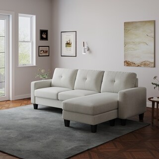 Compact L-Shaped Sofa with Convertible Ottoman and Comfortable Foam ...