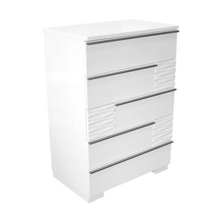 Modern Bedroom 5-Drawer Chest in White Lacquer, Poplar Wood Chest of ...