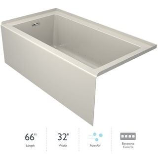 Jacuzzi Linea 66" Three Wall Alcove Acrylic Air Bath Tub with Right ...