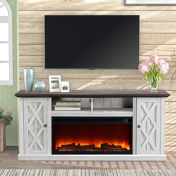 68 in. TV Stand Console for TVs up to 75 in. with Fireplace - 68 inches ...