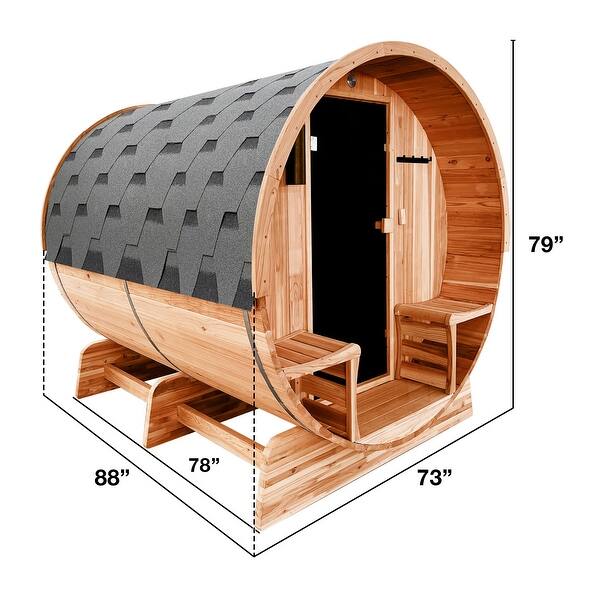 ALEKO Outdoor Barrel Steam Sauna 5-6 Person Rustic Cedar Wood with UL ...
