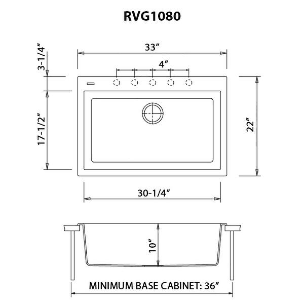 Ruvati 33 x 22 inch epiGranite Drop-in Topmount Granite Composite ...