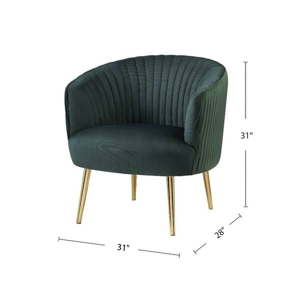 Dark Green Velvet Upholstered Accent Chair in Gold Finish - Bed Bath ...