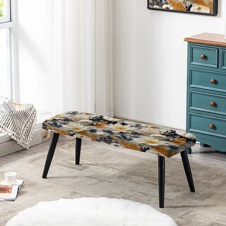 Dark Blue And White Allure Daffodil Pattern - Floral Upholstered Bench ...