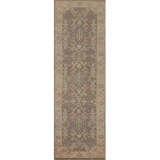 Earth Tone Transitional Oushak Runner Rug Handmade Wool Carpet - 2'7"x ...