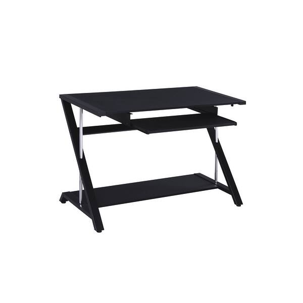 Jameson Black and Chrome Computer Desk with Keyboard Tray - Bed Bath ...