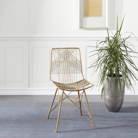 Geometric Gold Metal Dining Chair, 20" x 36" - 20 x 20 x 36 - Overstock ...