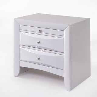 Bedroom Nightstand Square Legs Bedside Table Center Metal Pull-out Tray ...