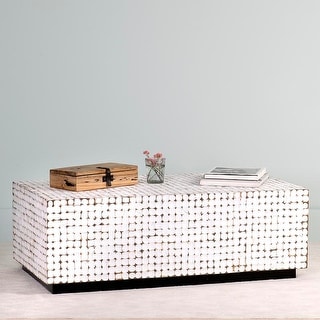 Natural Distressed White Coconut Shell Coffee Table by East at Main ...