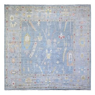 Shahbanu Rugs Periwinkle Blue Hand Knotted Afghan Oushak Soft Colors ...
