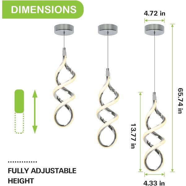 3 pack pendant light integrated LED kitchen lighting modern hanging ...