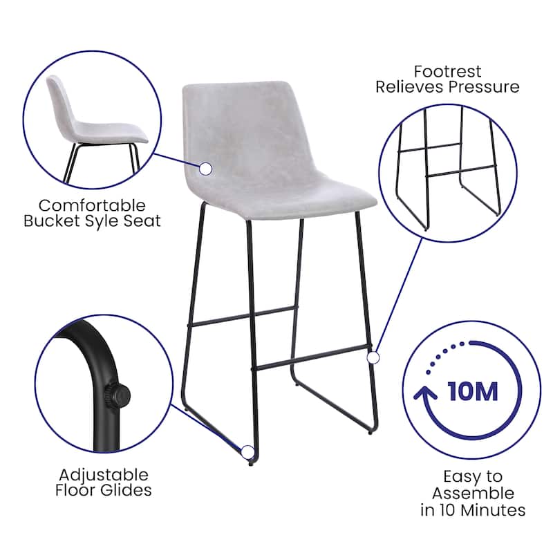 LeatherSoft Bucket Seat Bar Stool (Set of 2) - Overstock - 31320381