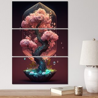 Designart "Hexagon Bonsai Tree II" Tree Bonsai Canvas Art Print - 3 ...