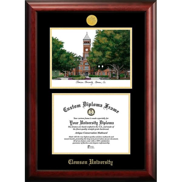 Clemson University 11w x 8.5h Gold Embossed Diploma Frame with Campus ...