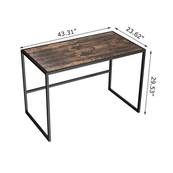 Rustic Office Desks Computer Desk Wood Tone Table U Shape Steel Legs ...