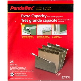 Pendaflex 2" Hanging File Folders Letter Size 25/Pkg-Green, 1/5 Cut Tab ...