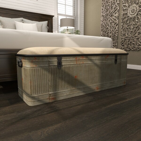 Galvanized metal farmhouse bench store