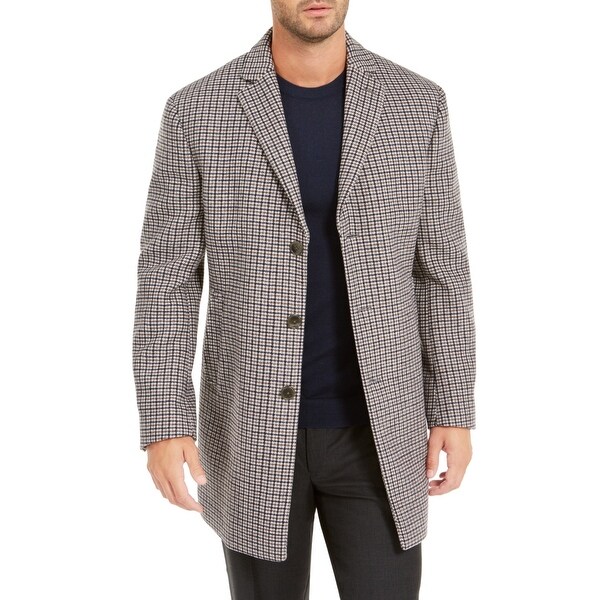 Calvin Klein Mens Coat Long Prosper Houndstooth Slim - Overstock - 33719826