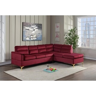 Morgan Red Velvet Sectional - Bed Bath & Beyond - 39432242