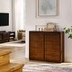 Modern Walnut-colored Storage Cabinet Buffet with 2 Outlet Holes for ...