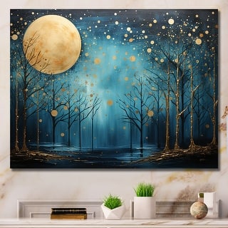 Designart "Azure Ascension Moonlight Forest" Moon Wall Art - Bed Bath ...