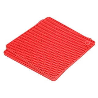 Silicone Trivet Mats 2pcs, Square Hot Pan Pads Hot Pot Holder - Red ...