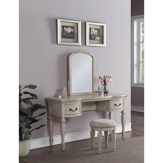 Poundex Vanity Set with Stool - Bed Bath & Beyond - 37000883