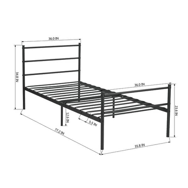 Homylin Modern Black Metal Platform Bed Frame with Boards - Bed Bath ...