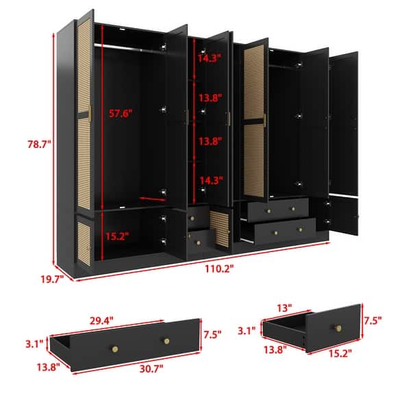 Rustic Hall Tree with Rattan Doors - High-Quality Storage Armoire - Bed ...