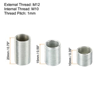 M12 to M10 Thread Adapters Sleeve Reducing Nut 12mm Screw Pipe Fitting ...