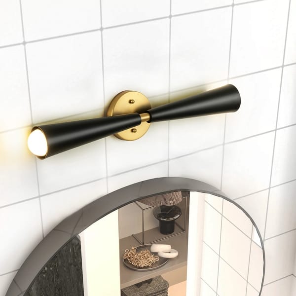 24 in. 2-Light Modern Industrial Linear Cone Hourglass Bathroom Vanity ...