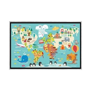 iCanvas "Children's World Map" by Martina Hogan Framed - Bed Bath ...