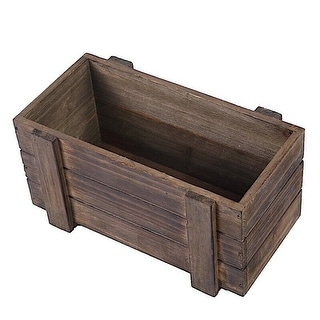 2 Pcs 10"x5" Dark Brown Wood Rectangular Planter Boxes - Bed Bath ...