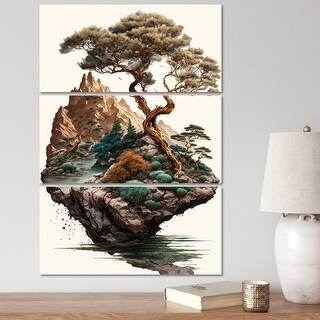 Designart "Bonsai Tree On A Rock II" Tree Bonsai Canvas Art Print - 3 ...